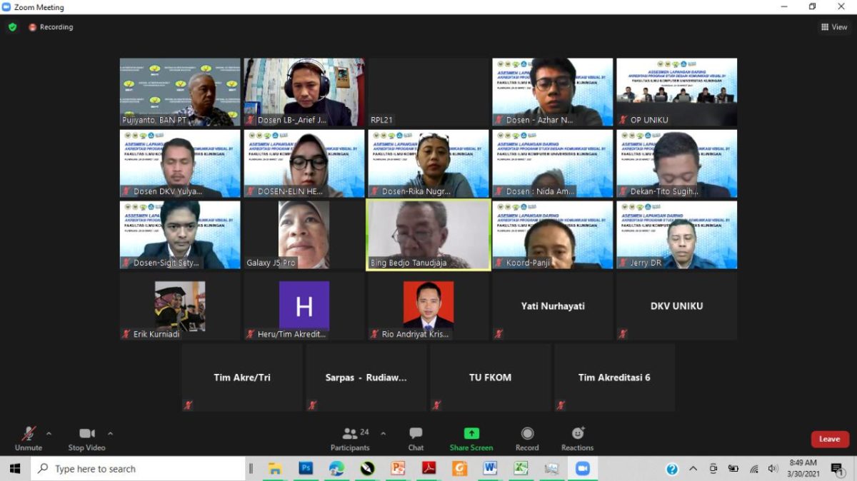 Asesmen Lapangan Akreditasi Prodi DKV UNIKU Secara Daring